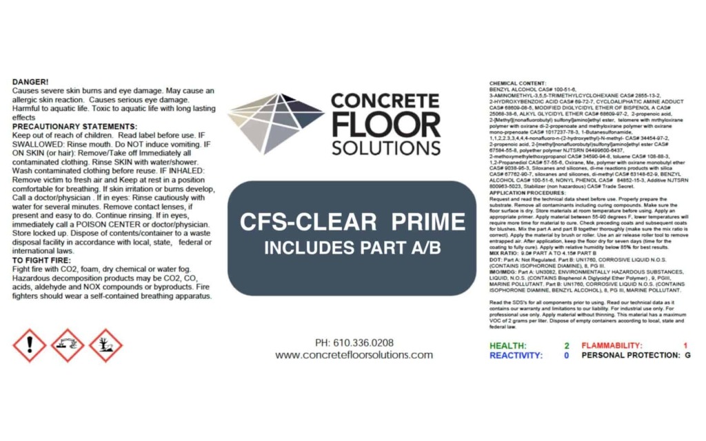 Clear Prime Epoxy Primer - Concrete Floor Solutions Best